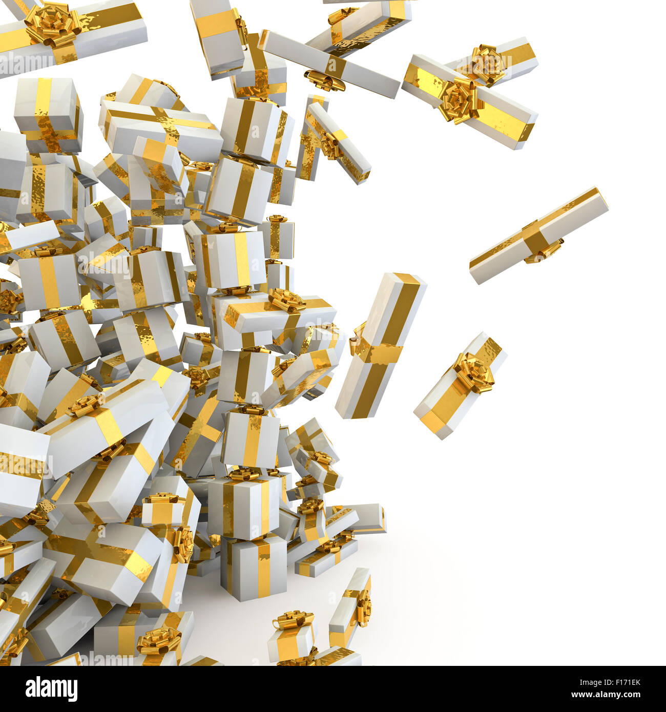 Tumbling christmas presents Stock Photo - Alamy