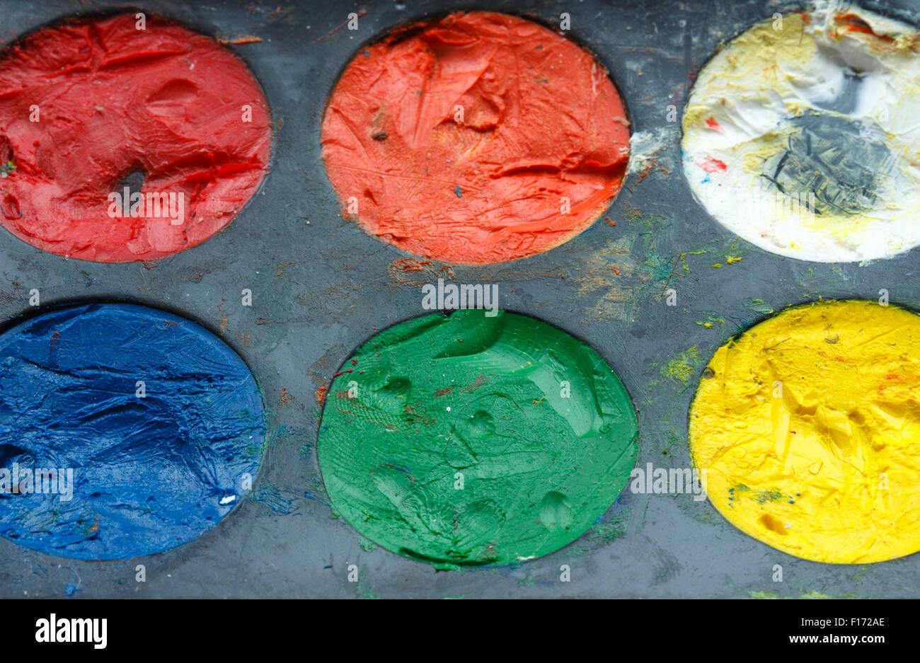 Closeup of water-color paint-box Stock Photo - Alamy