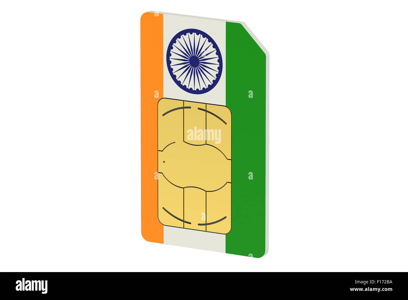 SIM card with flag of India isolated on white background Stock Photo ...