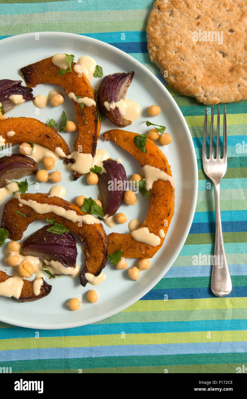 Moroccan squash salad with tahini and lemon dressing Stock Photo - Alamy