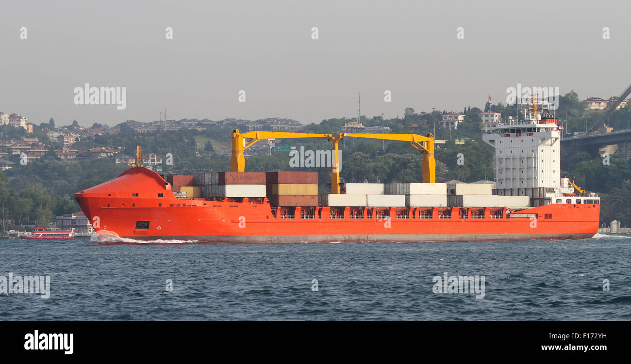 A container ship carrying goods between ports Stock Photo - Alamy