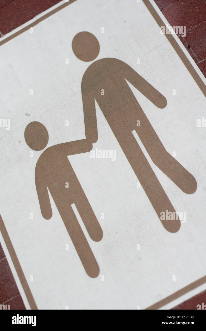 Simple crosswalk illustration sign of an adult and child holding hands ...