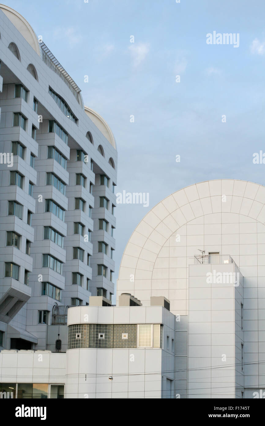 White modern buildings round roof Stock Photo - Alamy