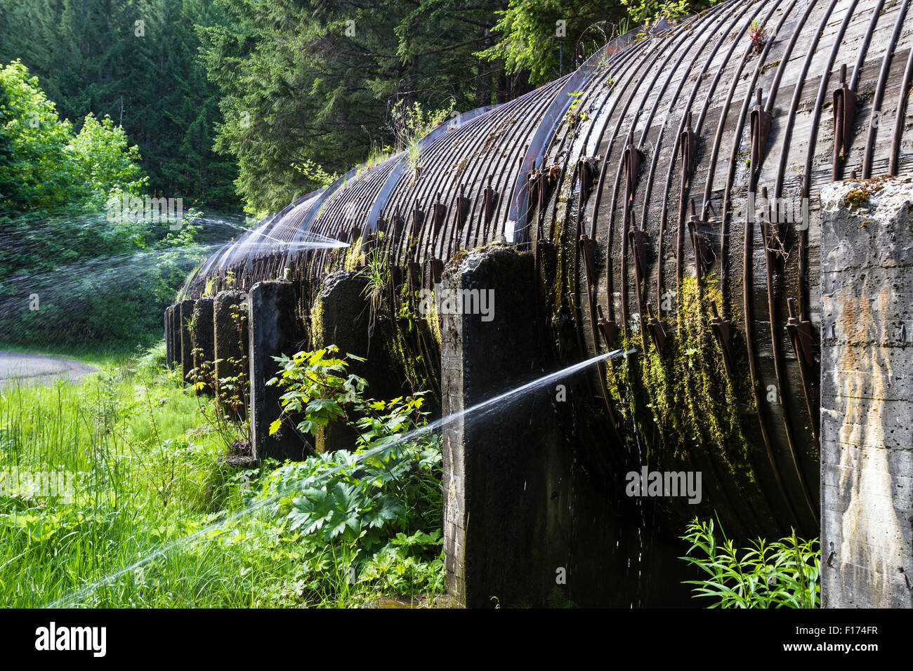 Wooden 12 foot diameter pipeline diverting water from the North Umpqua ...