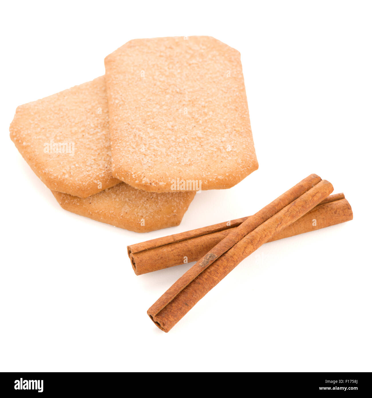 Cinnamon cookies and cinnamon sticks isolated on white background Stock ...