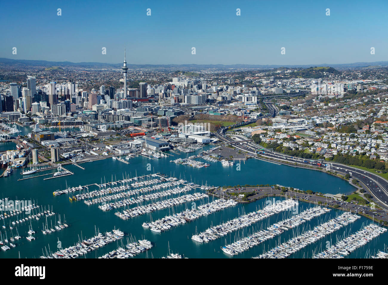 Westhaven Marina, Waitemata Harbour, and CBD, Auckland, North Island ...