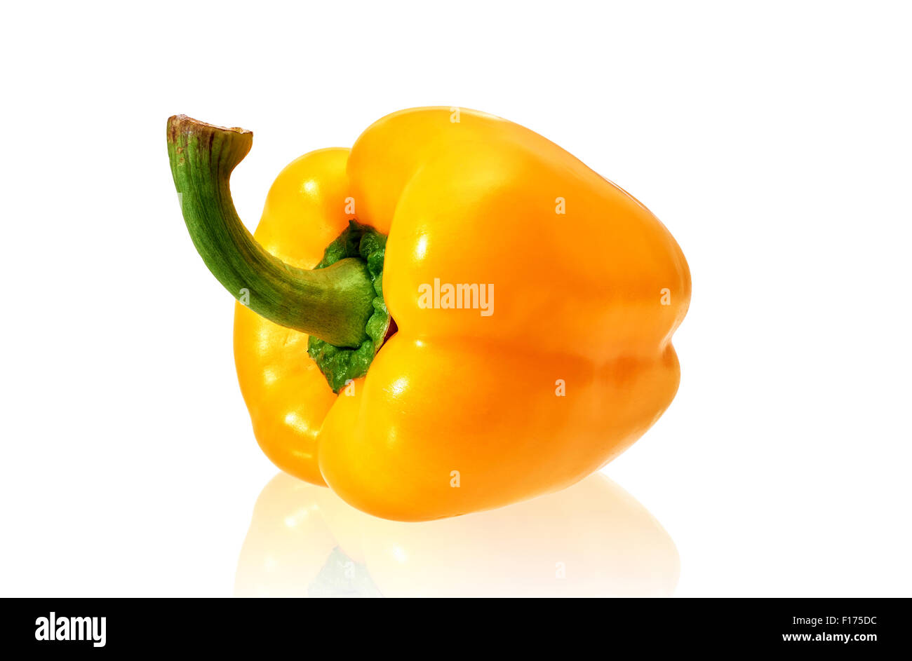 One whole yellow pepper fruit isolated on white background Stock Photo ...