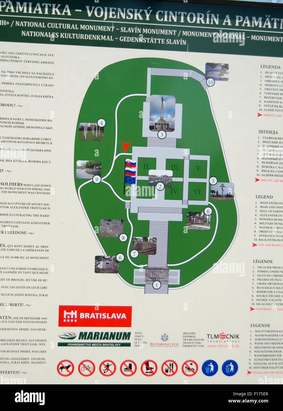 Slavin Memorial Bratislava Slovakia martyr map Stock Photo - Alamy