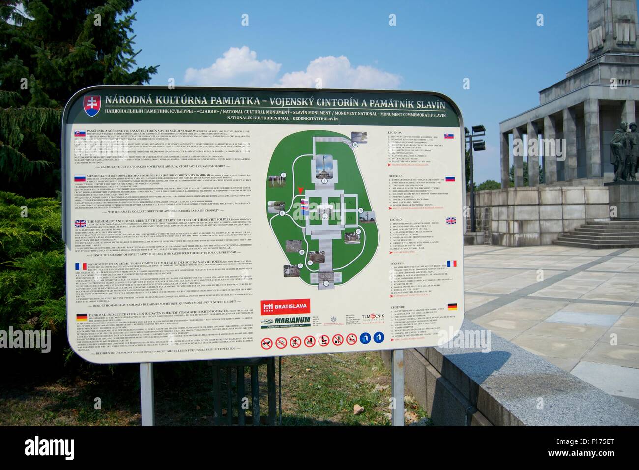 Slavin Memorial Bratislava Slovakia martyr map Stock Photo - Alamy