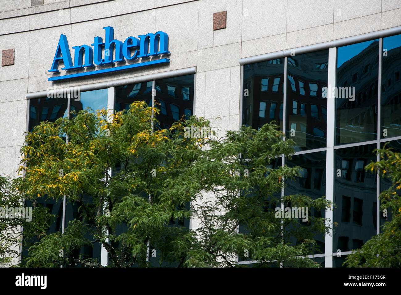 A logo sign outside of the headquarters of Anthem Inc., in Indianapolis ...