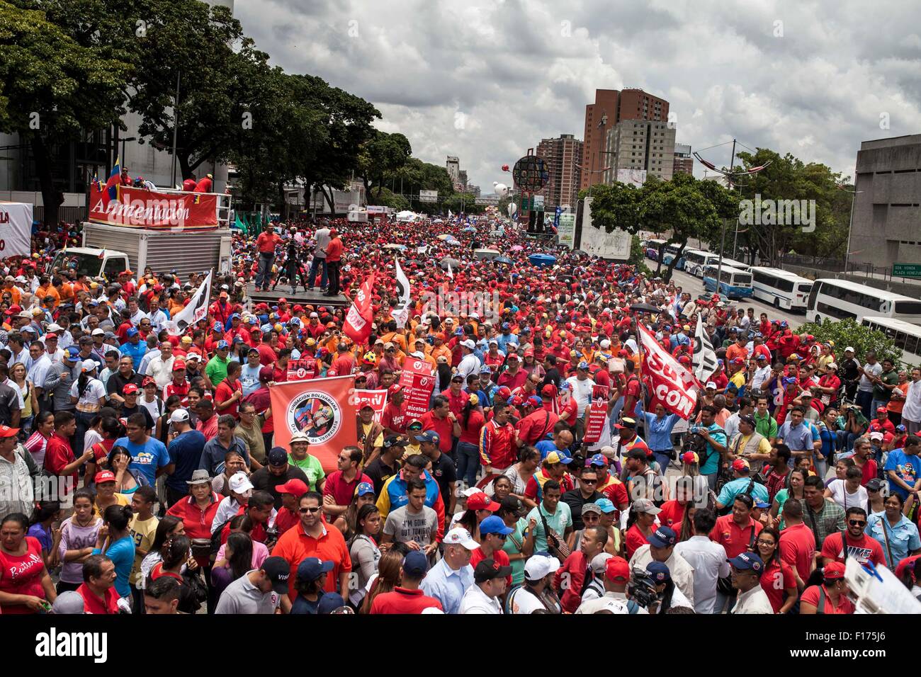 Caracas, Venezuela. 28th Aug, 2015. Residents take part in a march ...