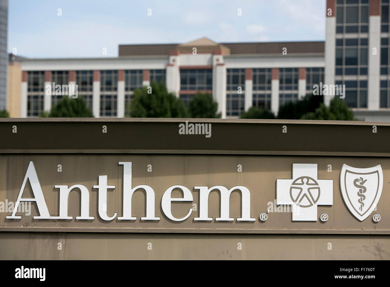A logo sign outside of a facility occupied by Anthem Inc., in ...