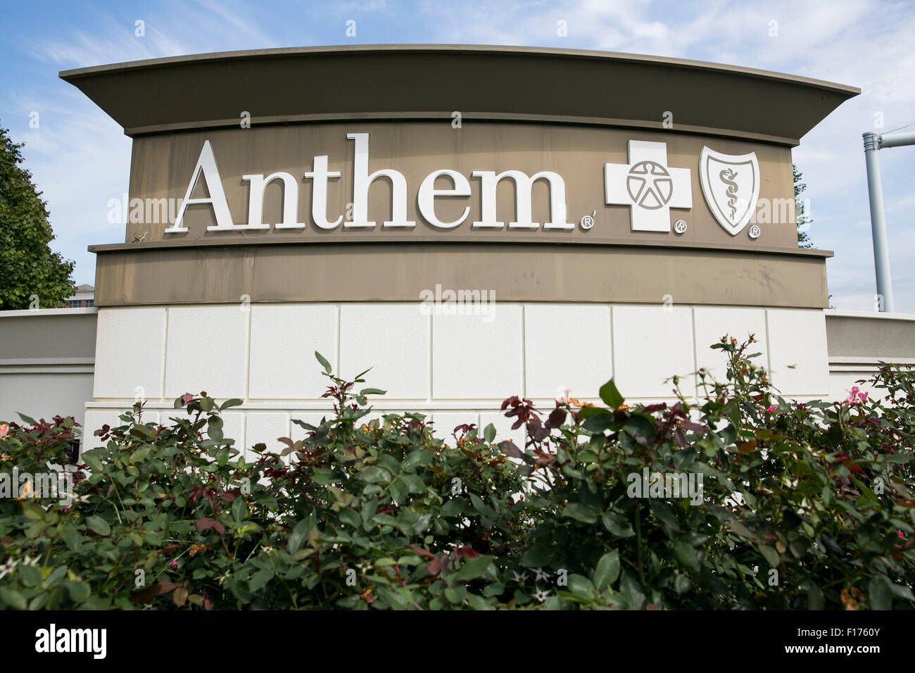 A logo sign outside of a facility occupied by Anthem Inc., in ...
