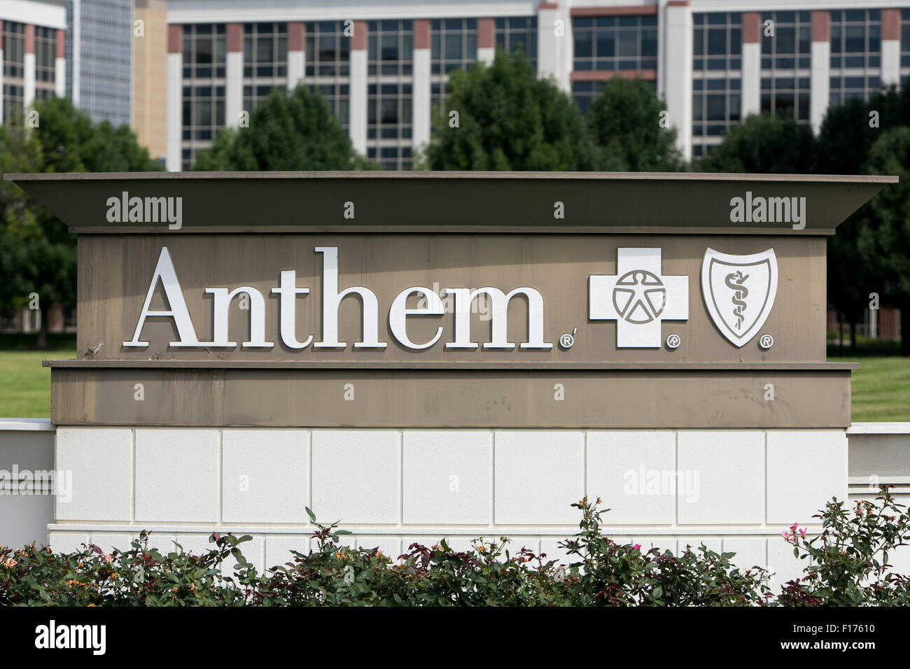 A logo sign outside of a facility occupied by Anthem Inc., in ...