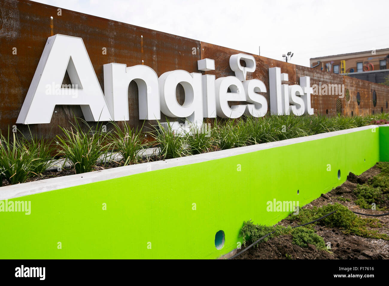 A logo sign outside of the headquarters of Angie's List, Inc., in ...