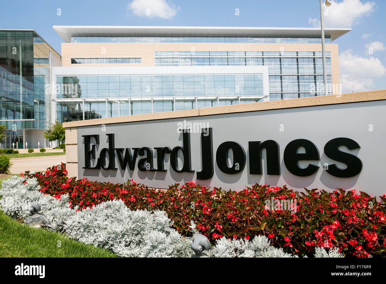 A logo sign outside of the headquarters of Edward Jones Investments, in ...