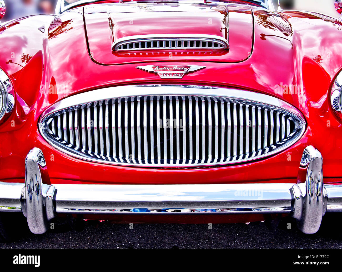 Restored red 3000 MK ll Austin - Healey at a August, 2011 classic car ...