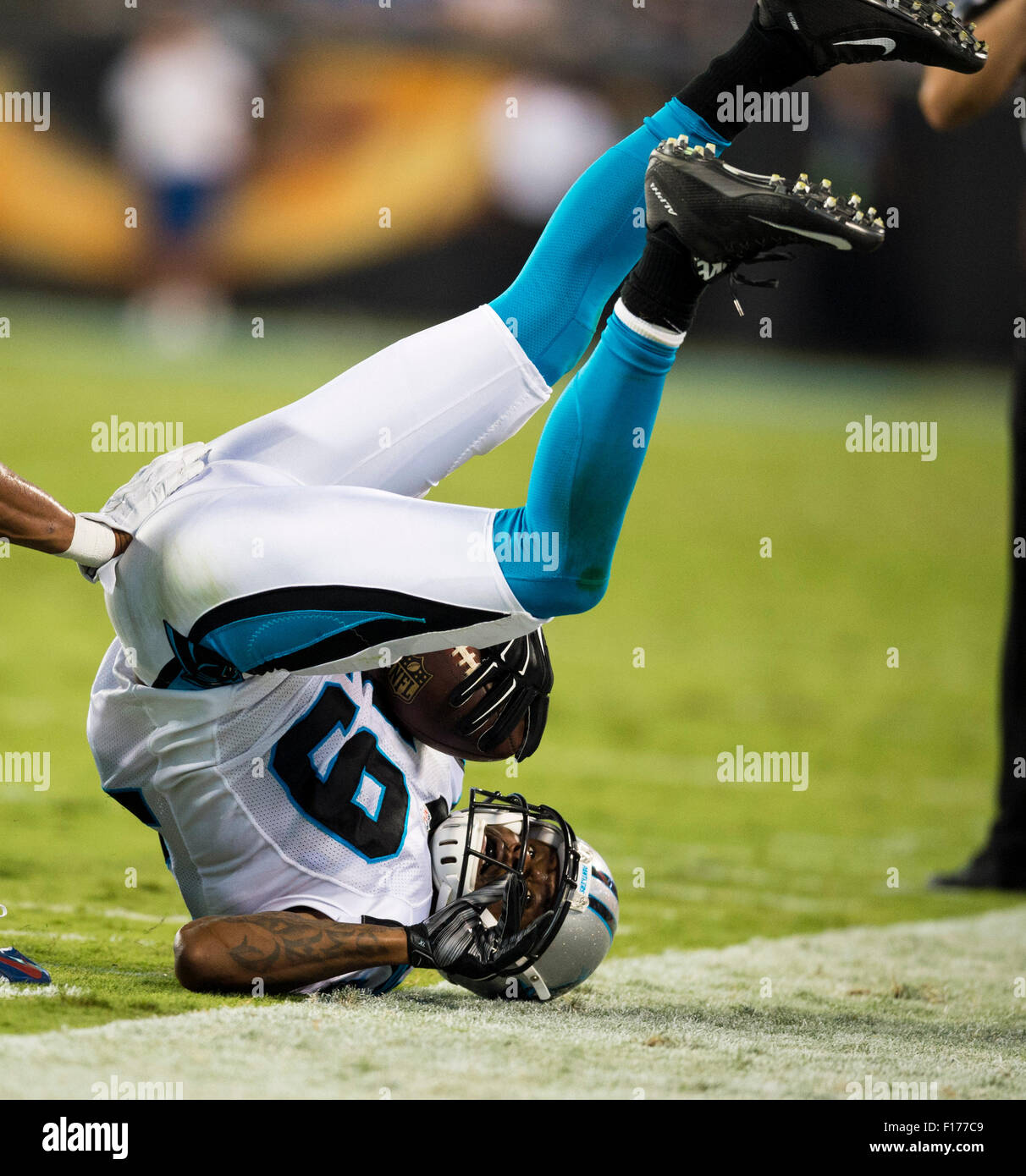 Carolina Panthers wide receiver Ted Ginn Jr. (19) makes a tumbling ...