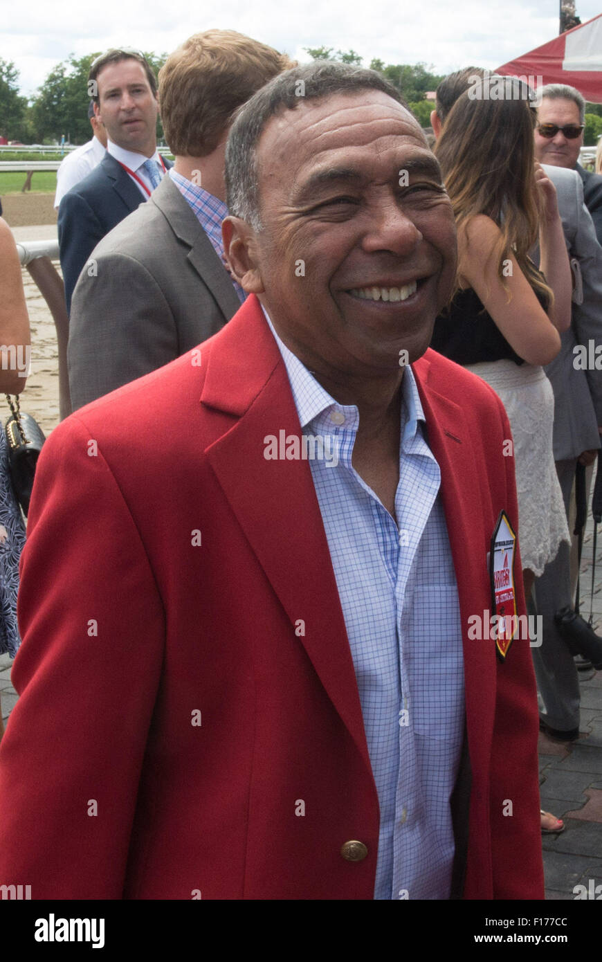 Saratoga Springs, New York, USA. 28th Aug, 2015. Former jockey ANGEL ...