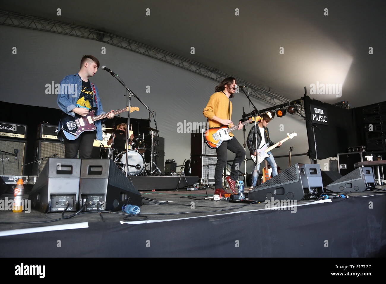 Leeds, Yorkshire, UK. 28th August, 2015. Hyena perform live on BBC ...