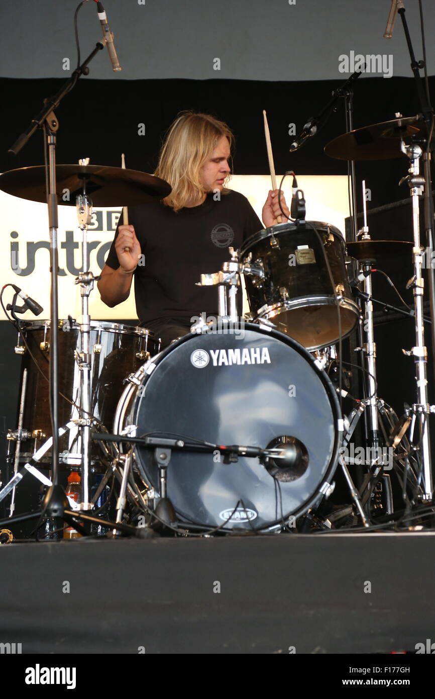 Leeds, Yorkshire, UK. 28th August, 2015. Hyena perform live on BBC ...