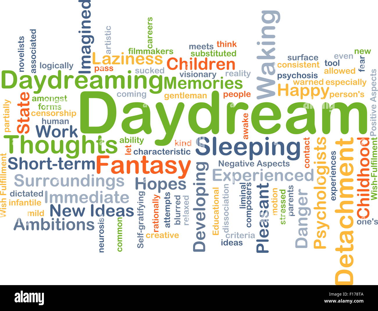 Background concept wordcloud illustration of daydream Stock Photo - Alamy