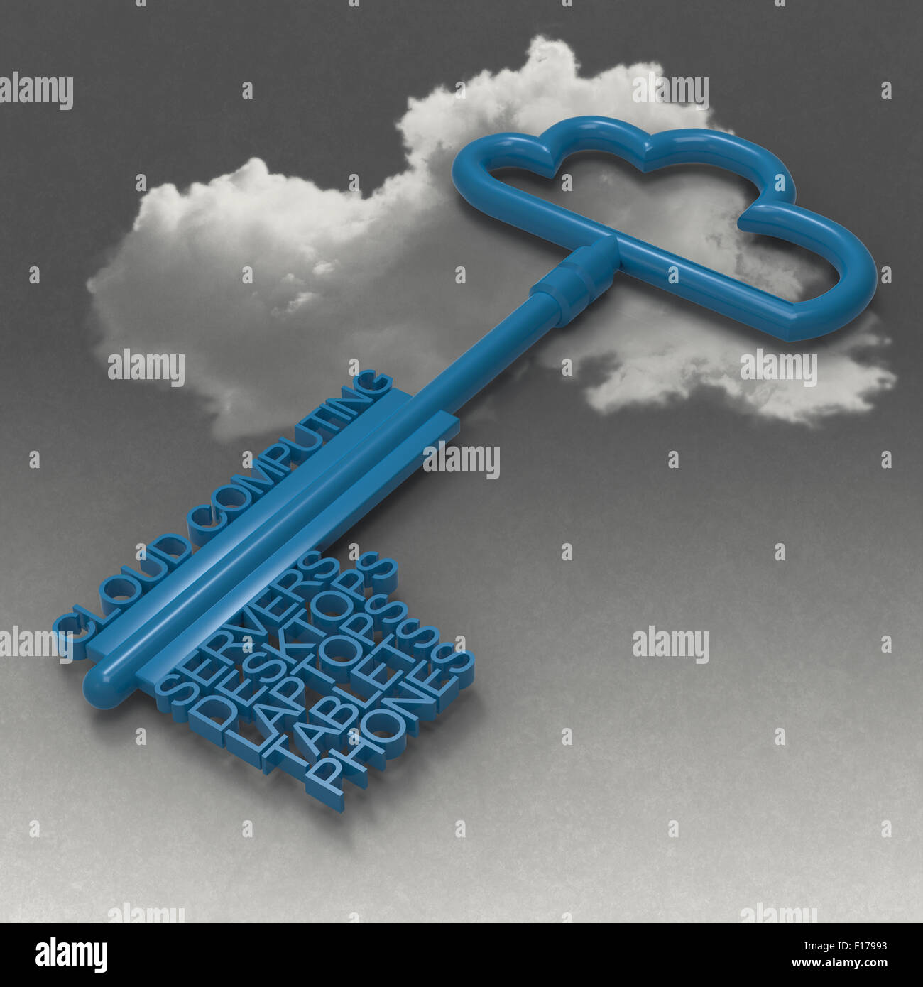 Cloud computing diagram with metallic cloud and the key as concept ...