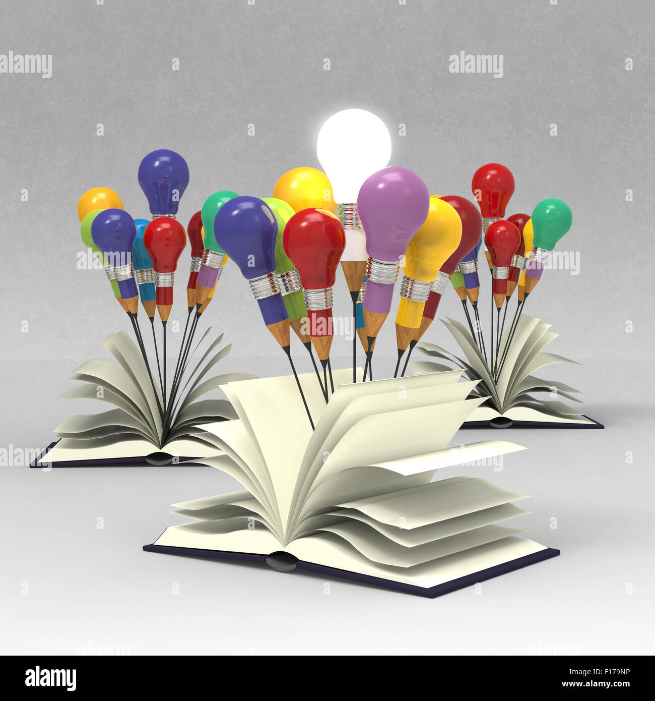 drawing idea pencil and light bulb concept outside the book as creative concept Stock Photo - Alamy