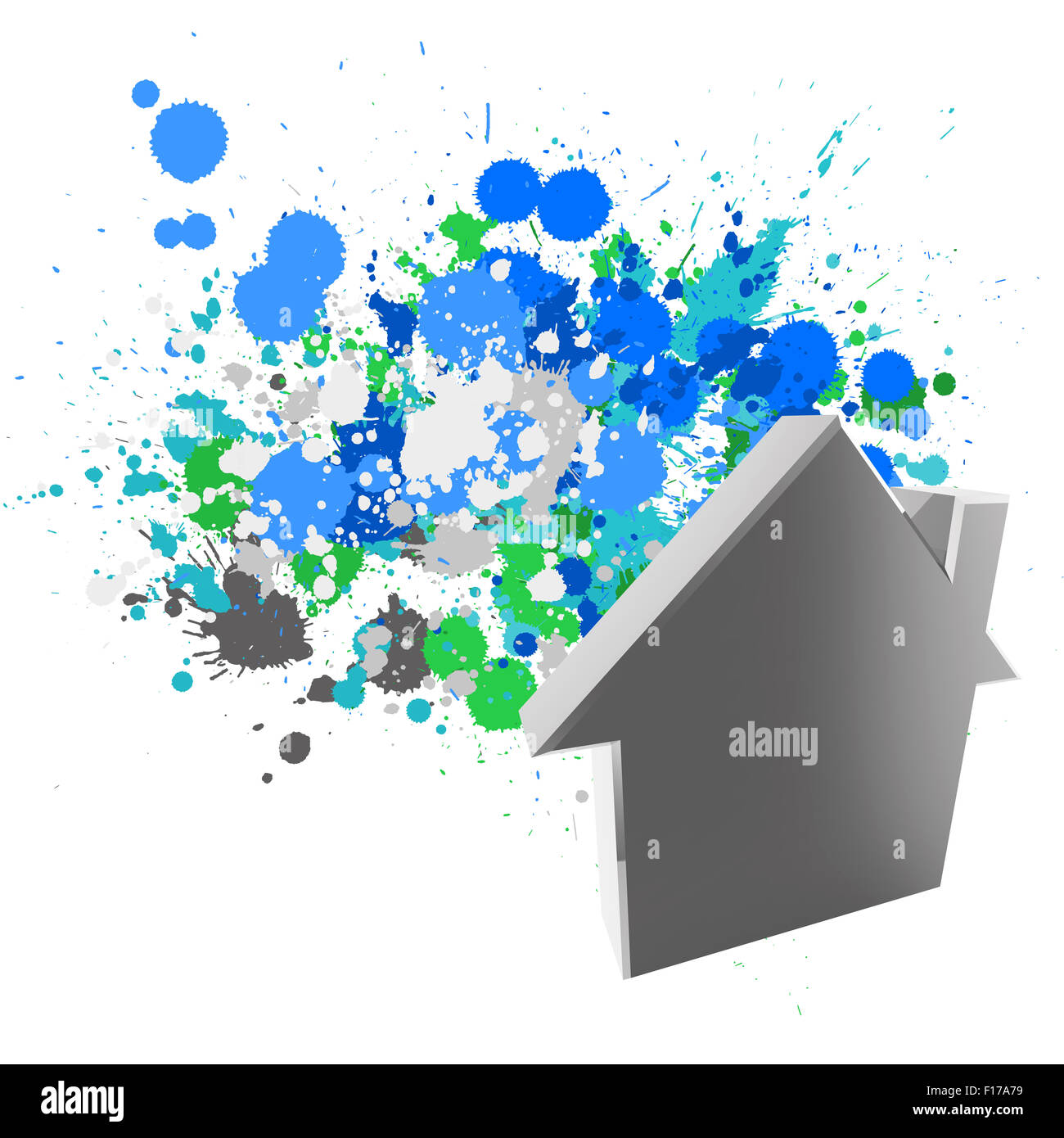 3d house sign on splash colors background Stock Photo - Alamy