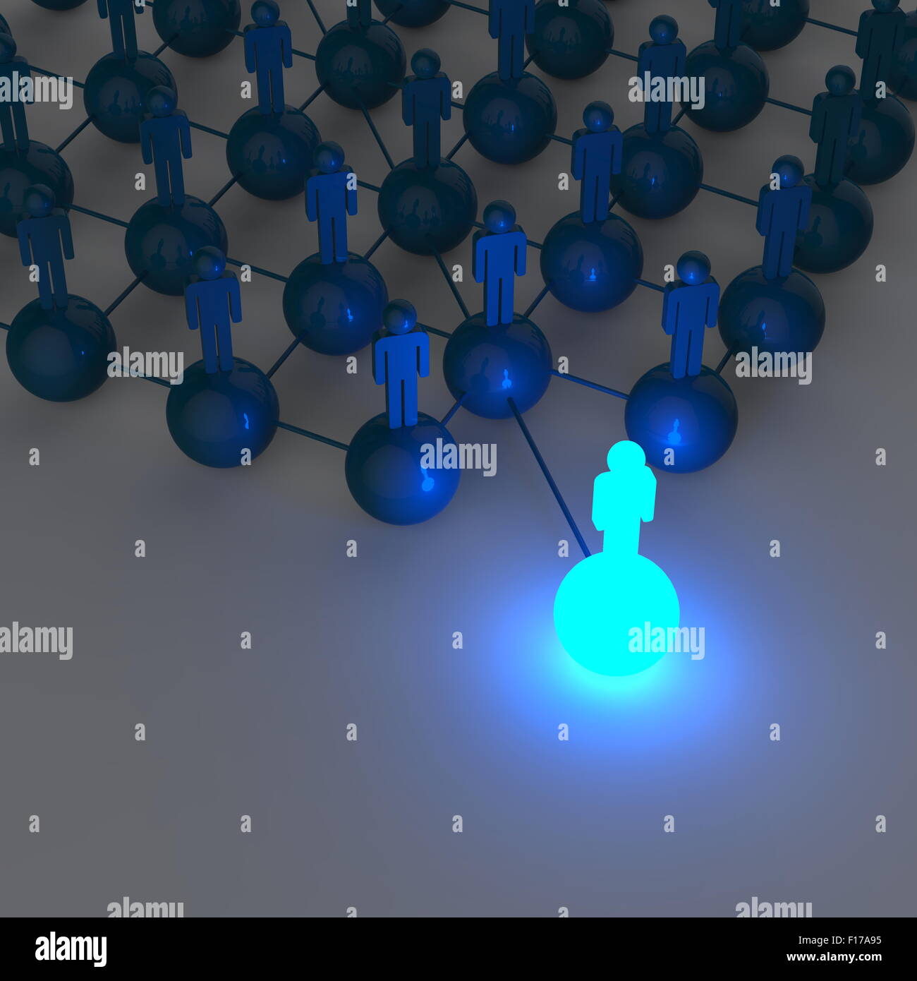 3d blue human social network and leadership as concept Stock Photo - Alamy