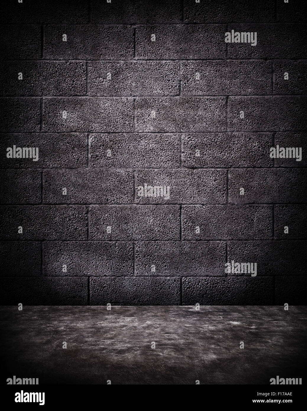 Weathered cinder block, brick wall texture with sidewalk Stock Photo ...