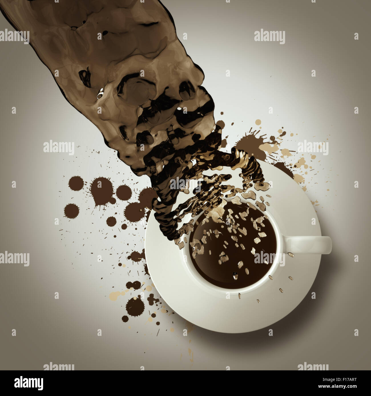 coffee spilling out of a cup 3d as vintage style concept Stock Photo ...