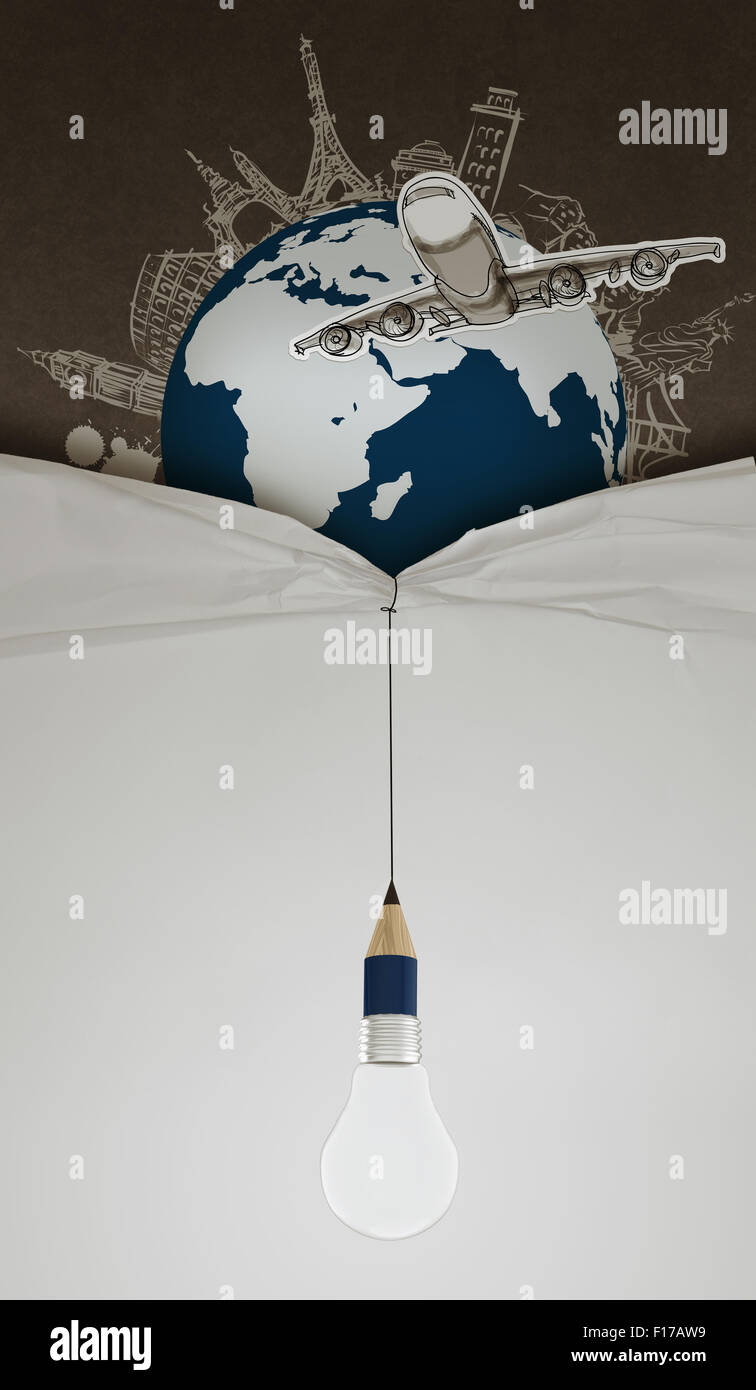 Global world pencil drawing world hi-res stock photography and images ...