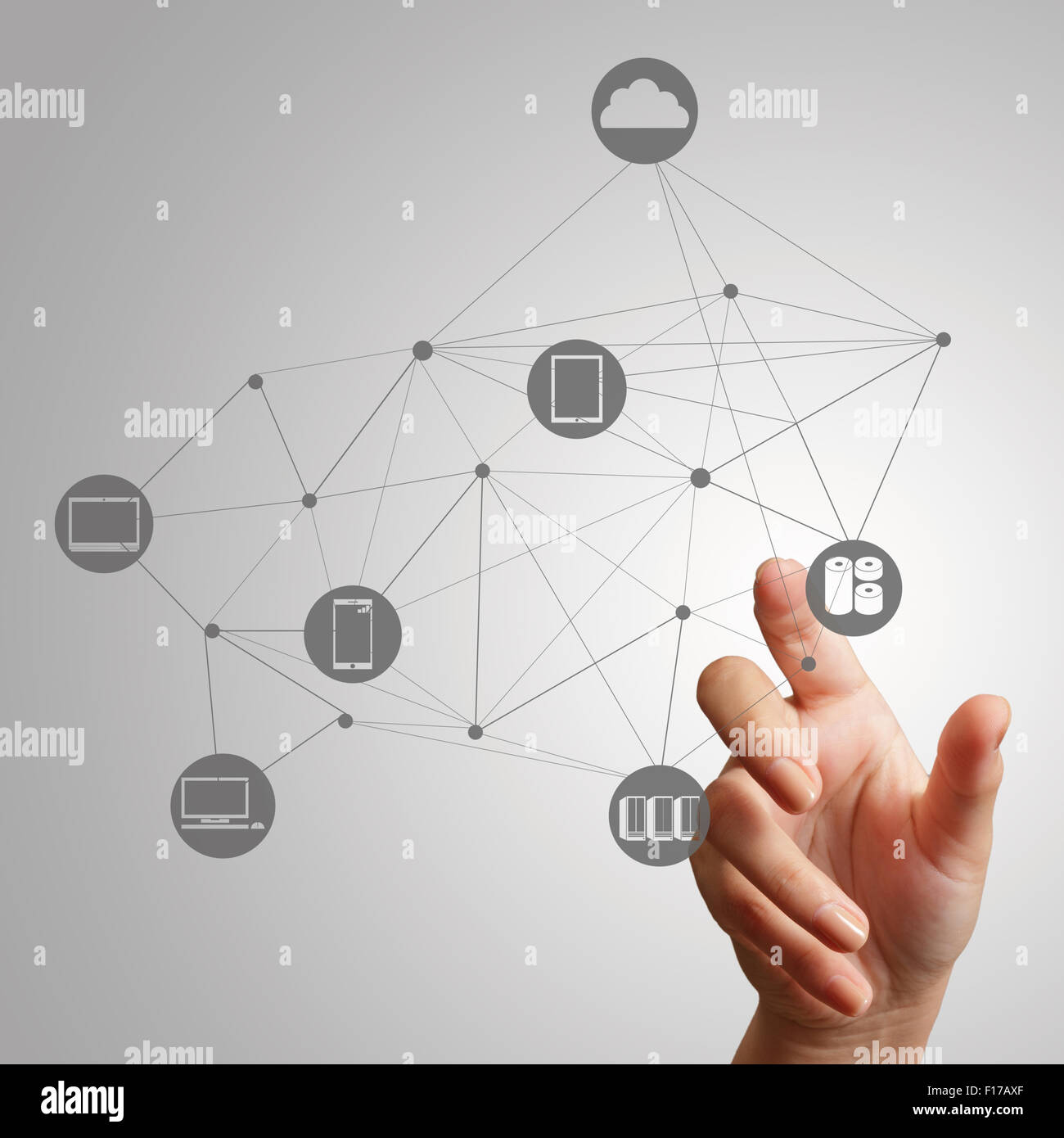 hand working with a Cloud Computing diagram on the new computer ...