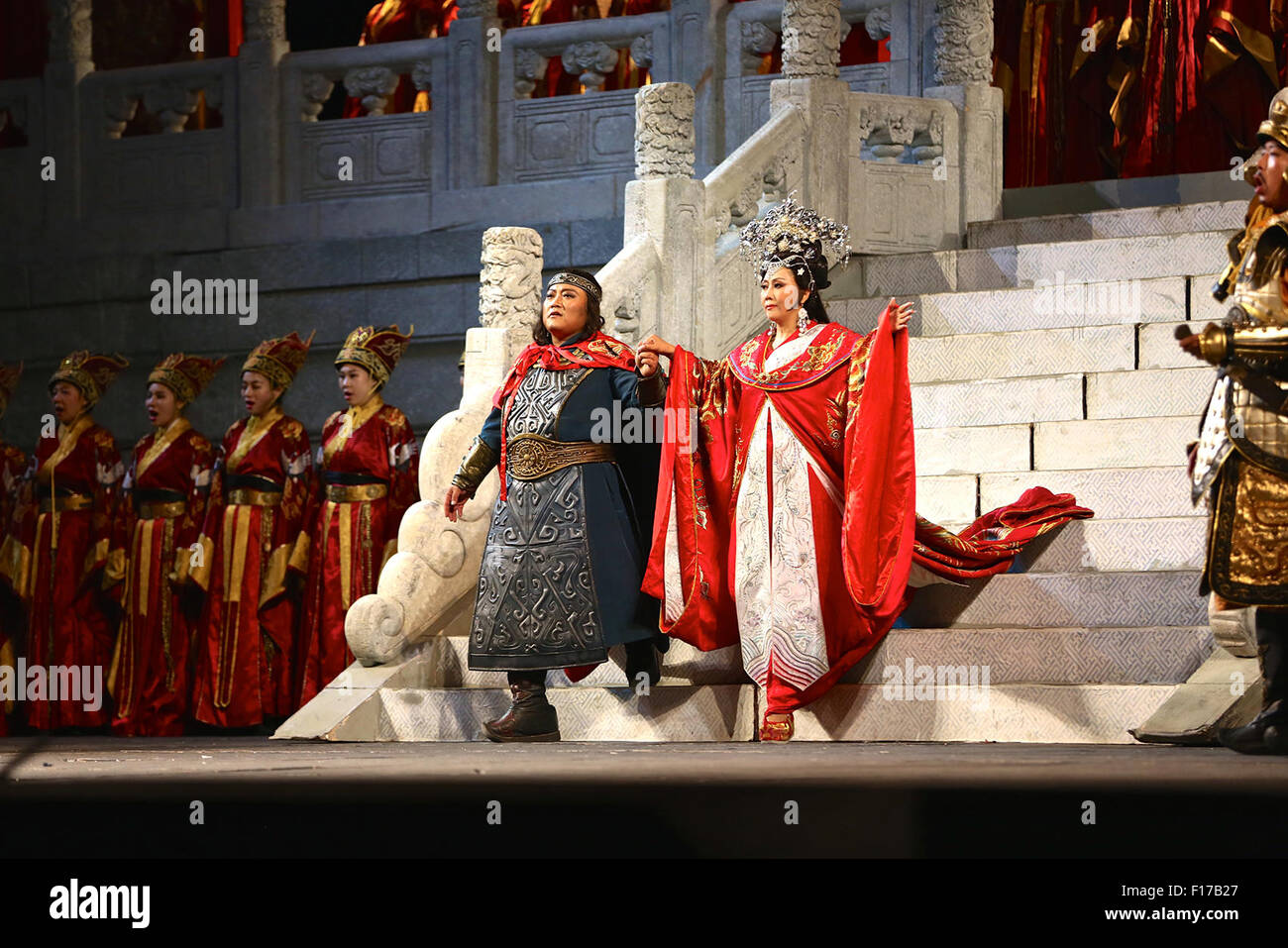 Viareggio, Italy. 28th Aug, 2015. Chinese artists perform Turandot ...