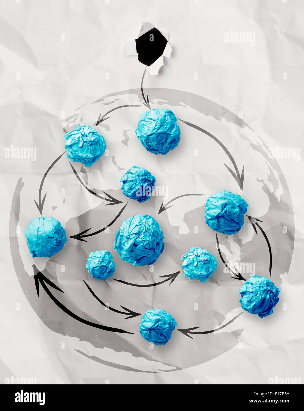 crumpled paper as social network structure on wrinkled paper creative ...
