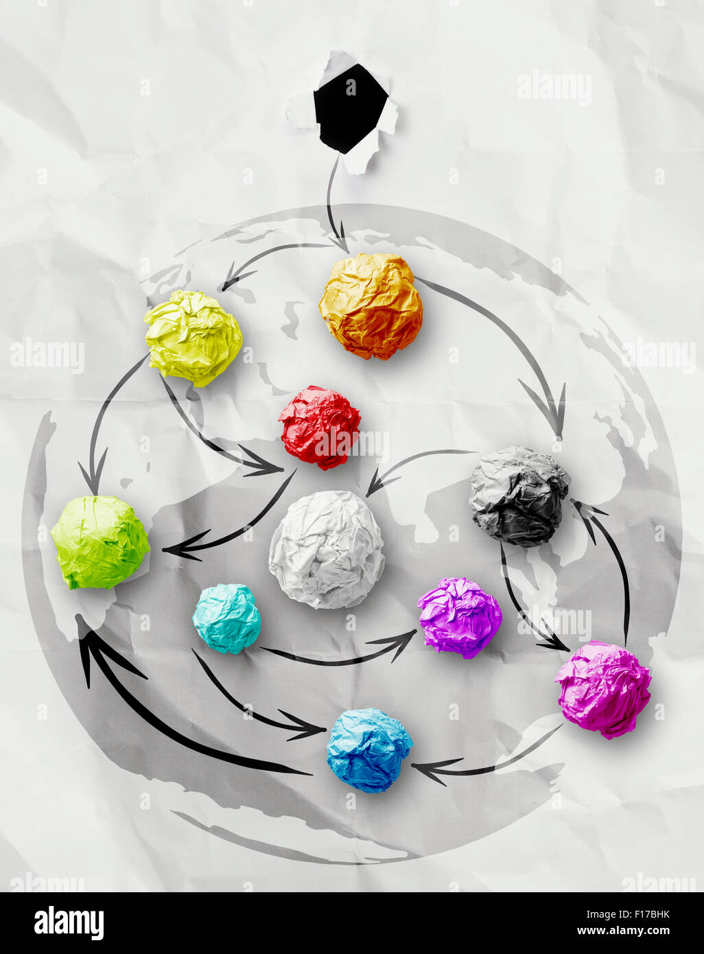 colors crumpled paper as social network structure on wrinkled paper ...