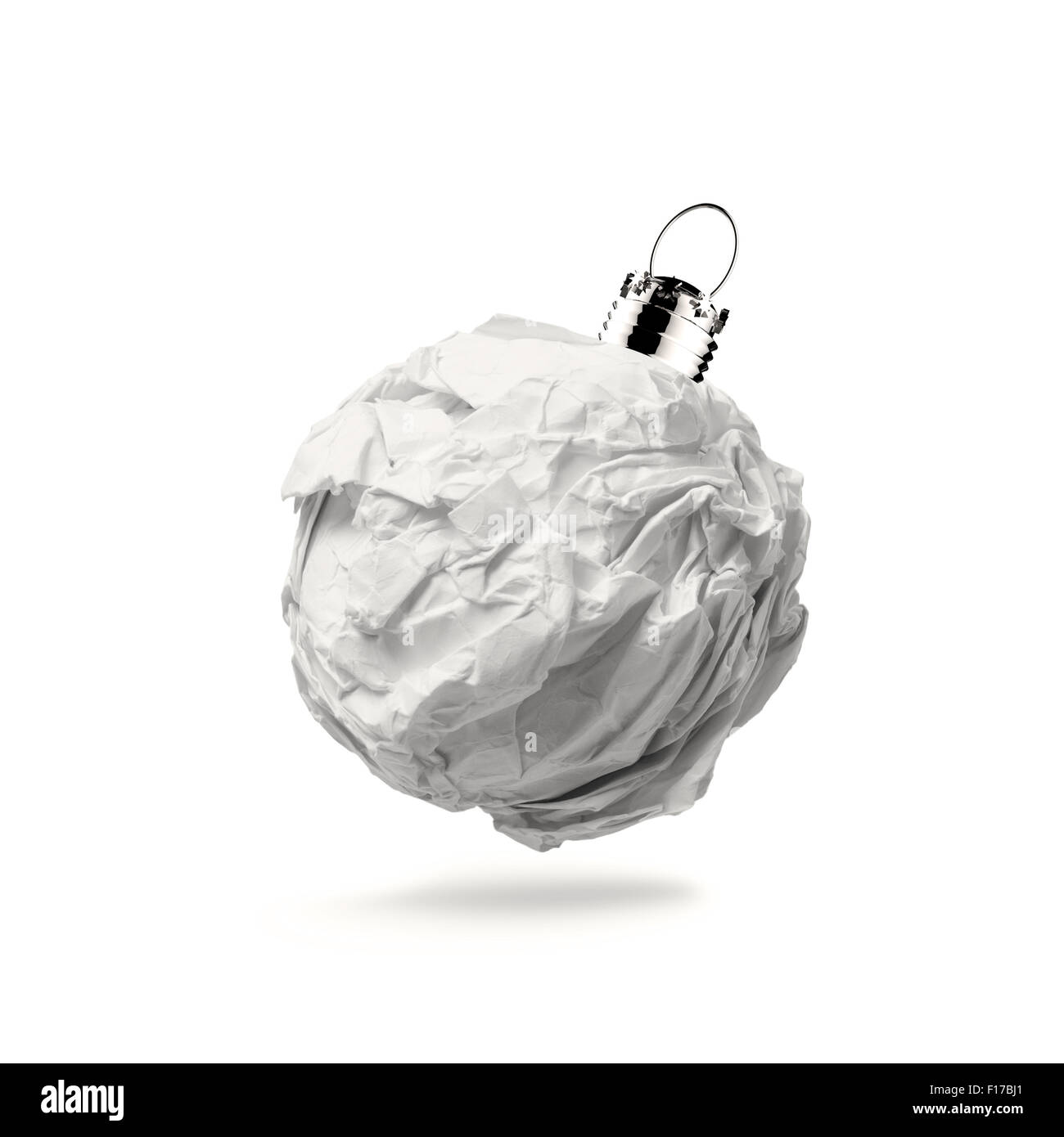 crumpled paper Christmas ornament on white background Stock Photo - Alamy