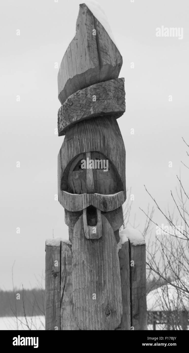 Pagan idol; god of the sun standing in the field in the winter Stock ...