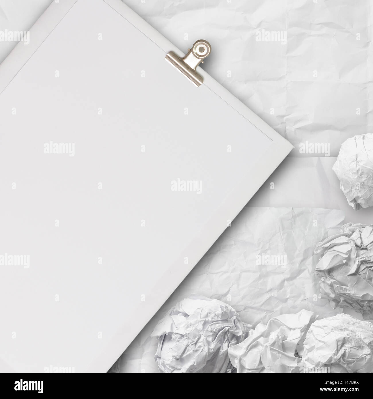 composition of white crumpled paper background texture and blank book ...