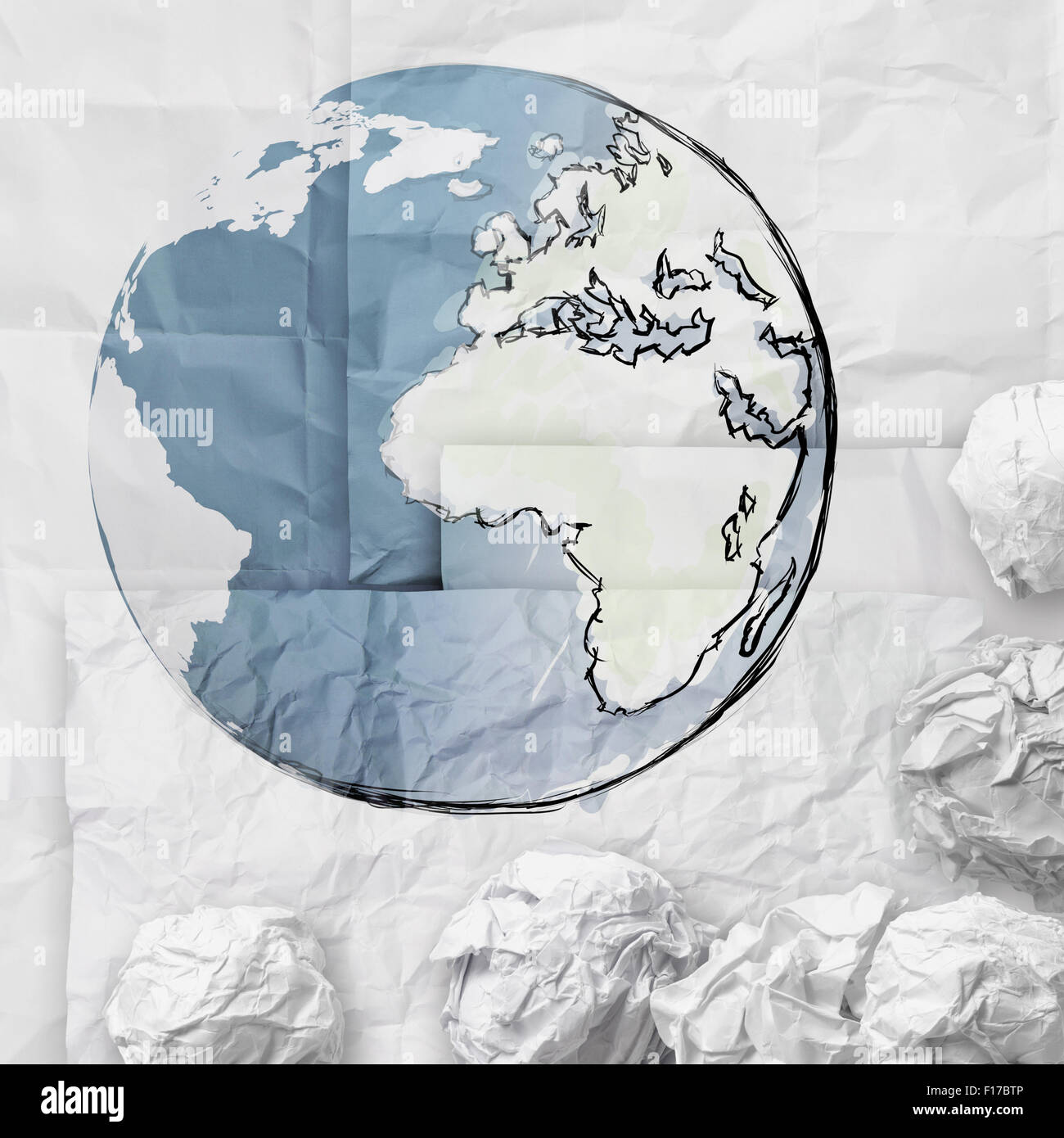 hand drawn crumpled world paper symbol as concept Stock Photo - Alamy