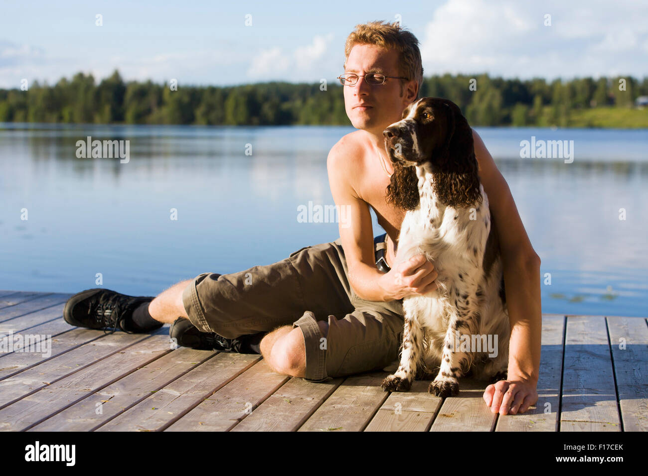 Man and dog Stock Photo - Alamy