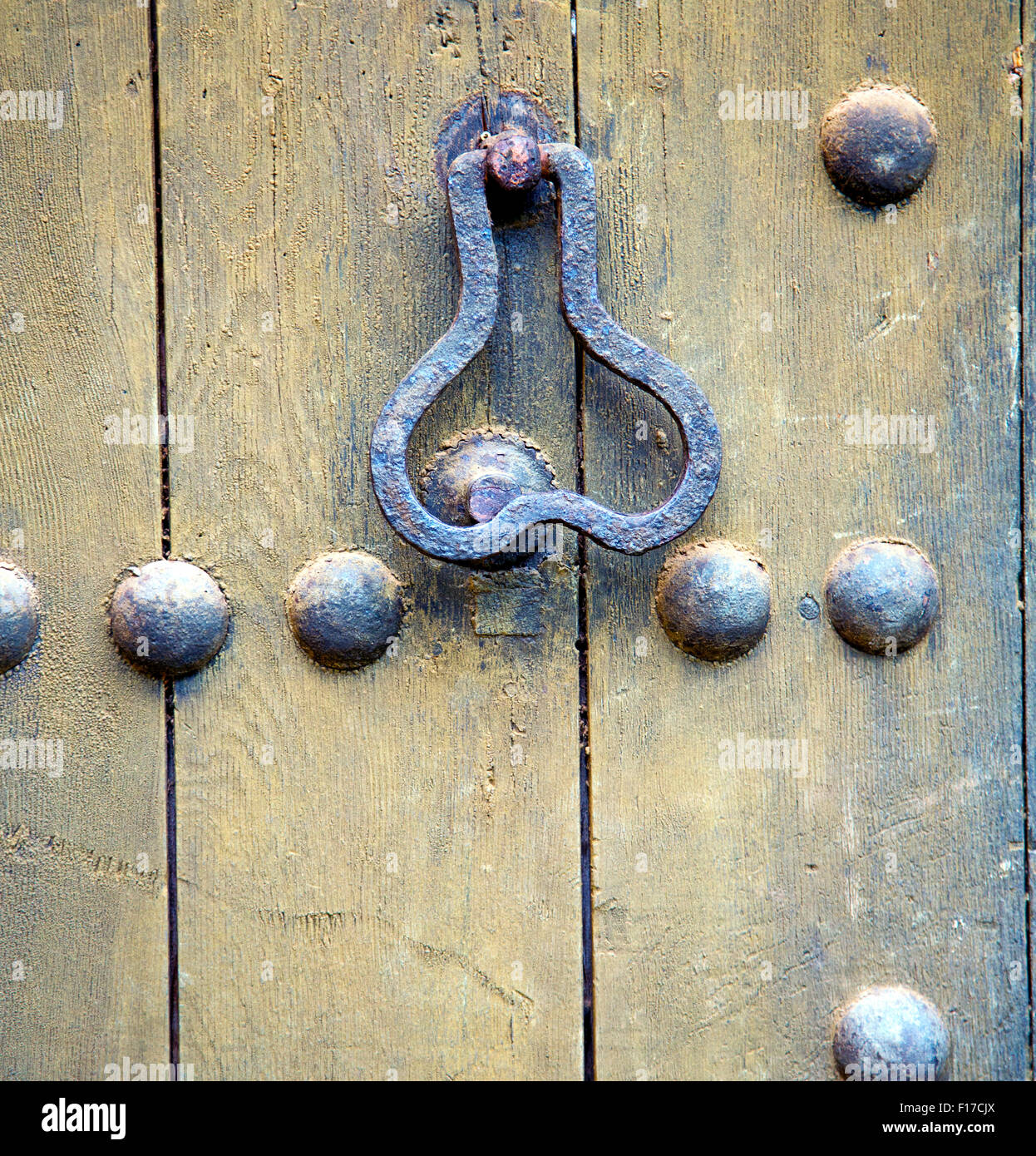 brown morocco in africa the old wood facade home and rusty safe padlock ...
