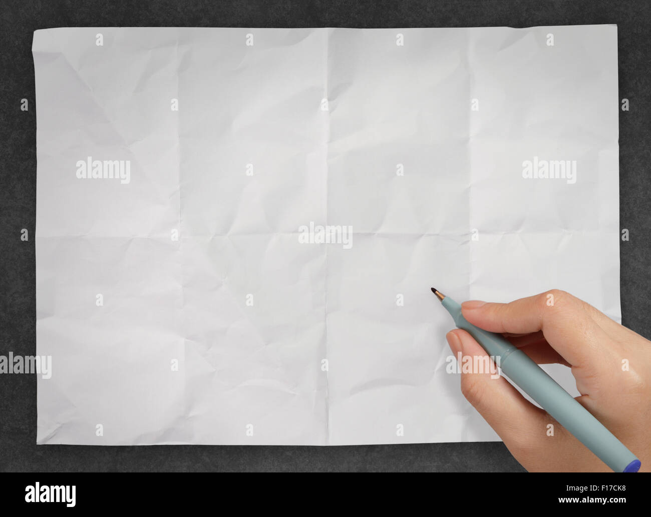 hand drawing on blank wrinkled paper as concept Stock Photo - Alamy