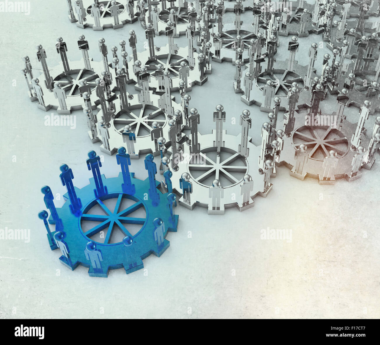 Model of 3d figures on connected cogs as leadership concept with ...
