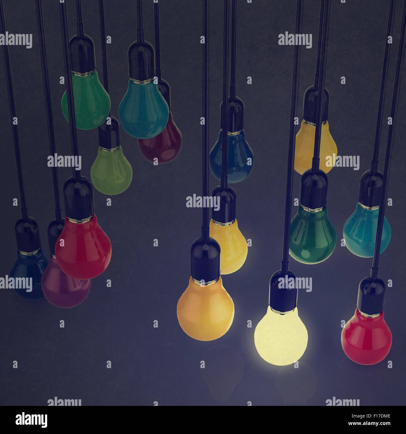 creative idea and leadership concept light bulb 3d design as vintage ...