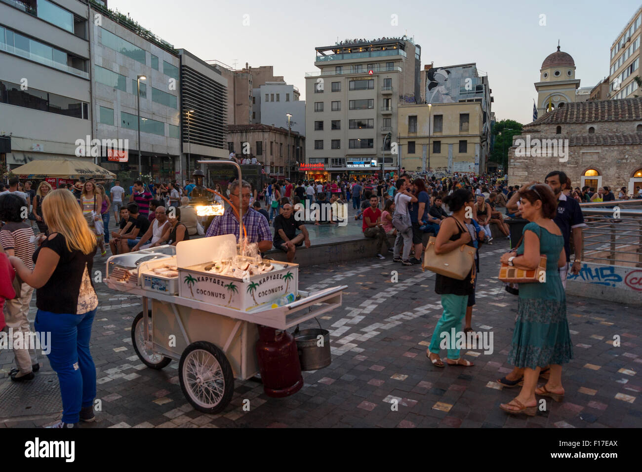 Food stall seller in Platia Monastirakiou, Athens, Greece Stock Photo ...