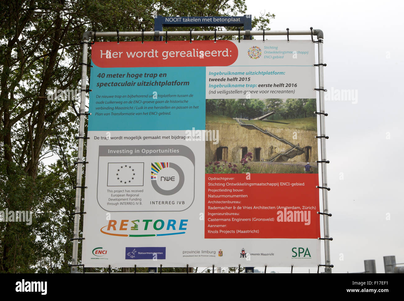 Sign for viewing platform under construction,ENCI quarry, Pietersberg ...