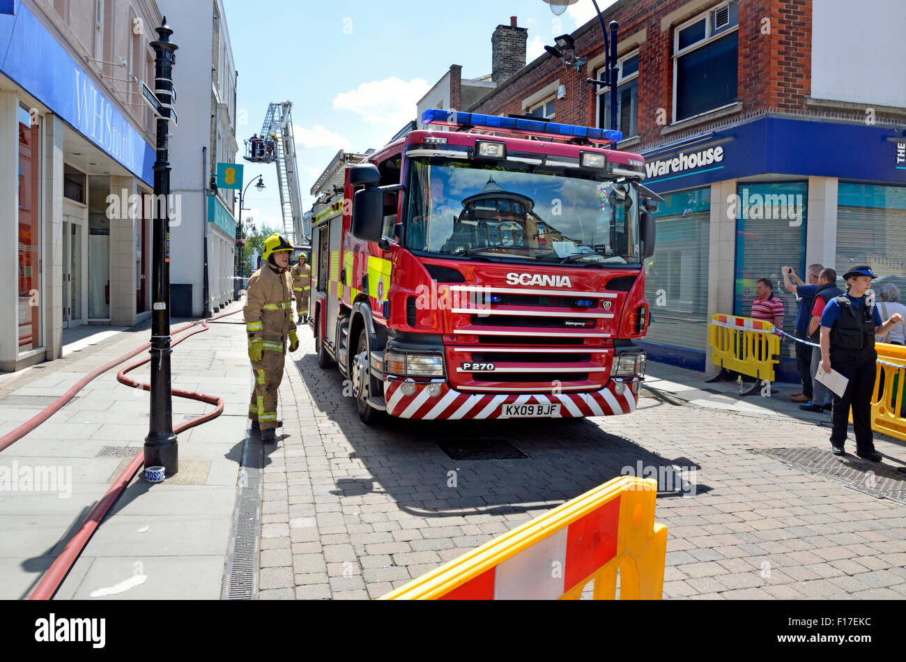 Maidstone, Kent, England, UK. Fire in the town centre destroys a shop ...