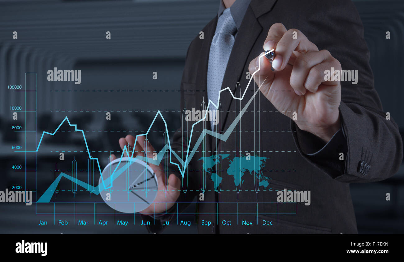 businessman hand working with new modern computer and business strategy ...